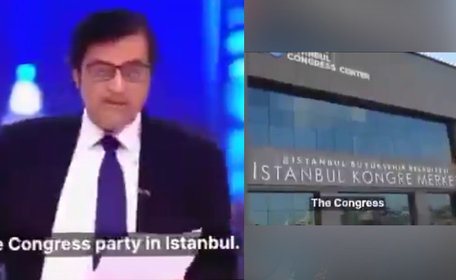 Arnab claims Istanbul Congress Center is Congress office; Malviya ...