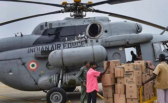 Helicopter Deployed Defence Personnel Begin Rescue Of Stranded Train