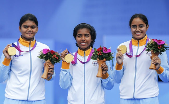 Indian women's compound team secures gold medal at Asian Games Indian women's compound team secures gold medal at Asian Games